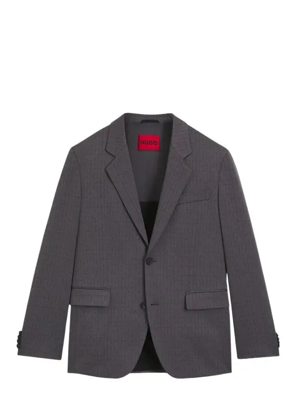 Hugo Boss Plaid Wool Blend Suit Jacket - Dark Gray