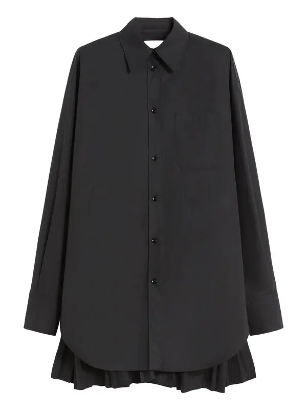 Sportmax Nespola Long-sleeved Shirt With Pleated Detail - Black