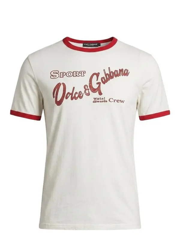 Dolce & Gabbana Red-trim Graphic T-shirt - Multicolor