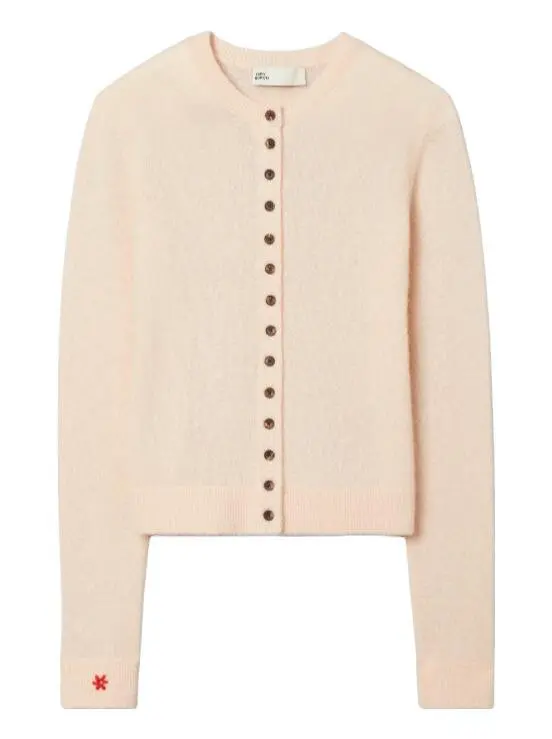 Tory Burch Embroidered Cardigan - Nude
