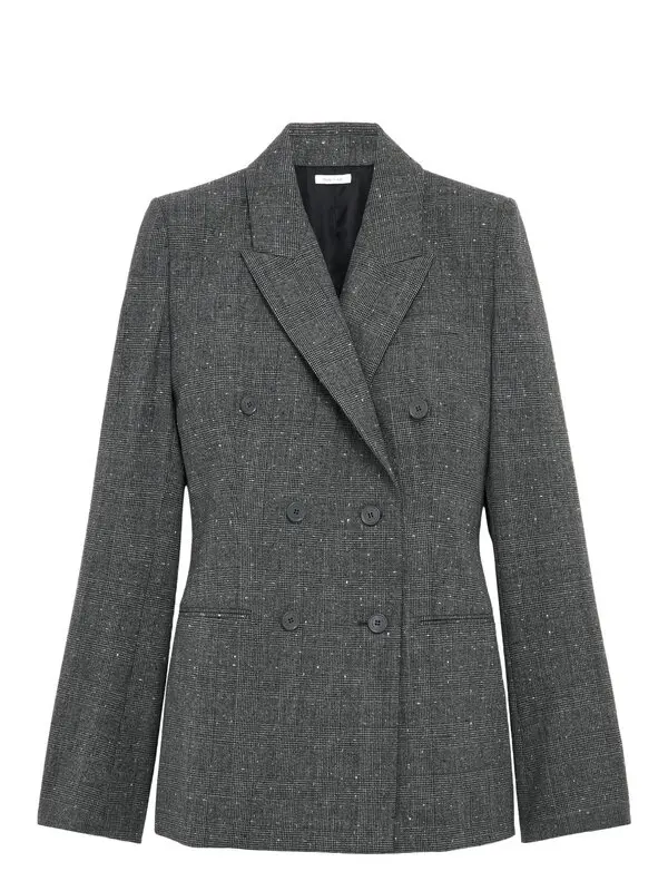 Alexander McQueen Flecked Glen Check Double-breasted Jacket - Black/ivory