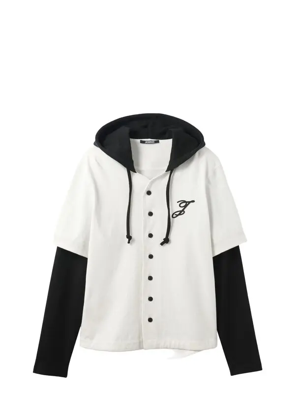 Jacquemus Layered Hooded Button Sweatshirt - White