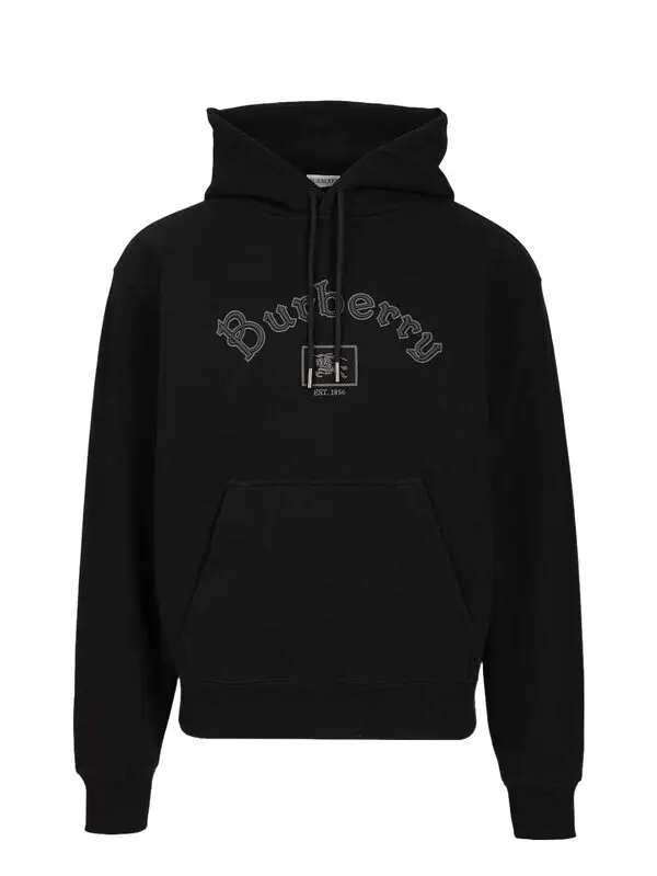 Burberry Gothic Logo Cotton Hoodie - Black