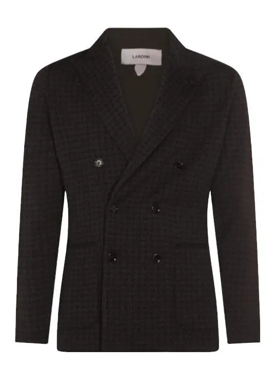 LARDINI Houndstooth Double-breasted Jacket - Brown