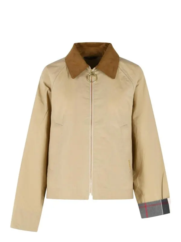Barbour Catlin Casual Jacket With Corduroy Collar And Plaid Lining - Nude