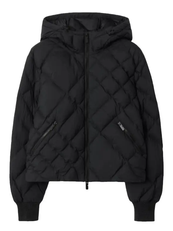 Burberry Quilted Puffer Jacket With Drawcord Hood - Black