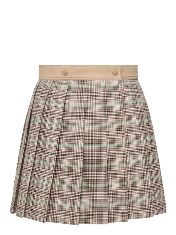 Moncler Checked Pleated Mini Skirt - Light Brown