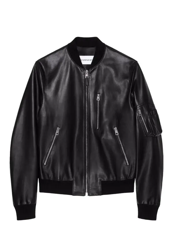 Givenchy Zip-up Leather Bomber Jacket - Black