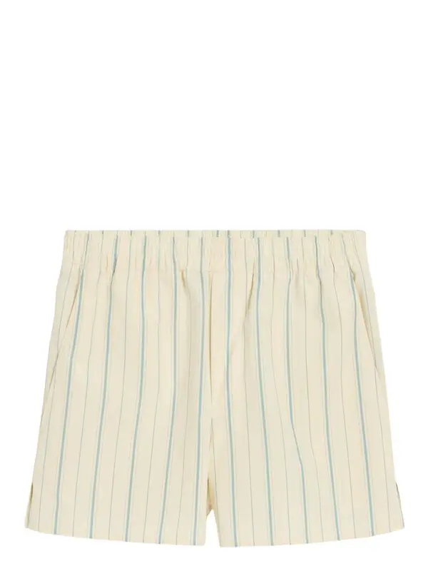 Ami Striped Elastic Waist Shorts - Ivory/sky Color