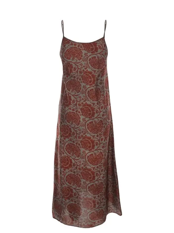 UMA WANG Sleeveless Printed Maxi Dress - Brown