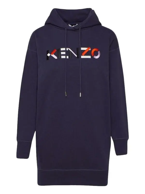 Kenzo Embroidered Logo Hoodie Dress - Black