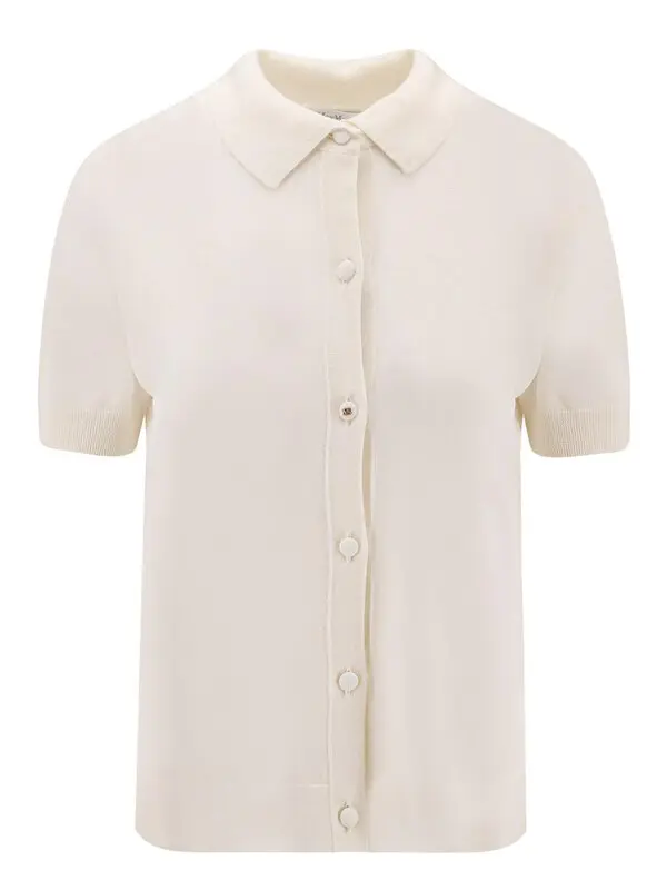 Max Mara Short-sleeved Lapel Collar Sweater - White