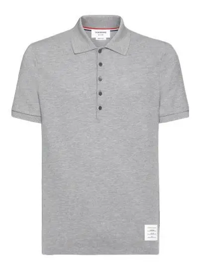 Thom Browne 4-bar Short-sleeved Polo Shirt - Light Gray
