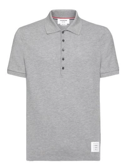 Thom Browne 4-bar Short-sleeved Polo Shirt - Light Grey