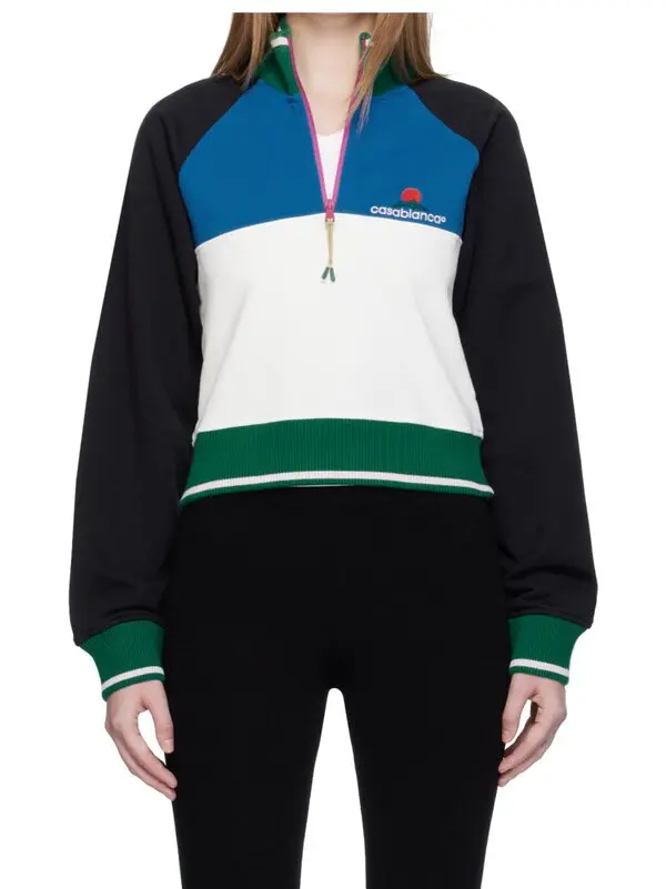 Casablanca Colour-block Quarter-zip Sweatshirt - Black