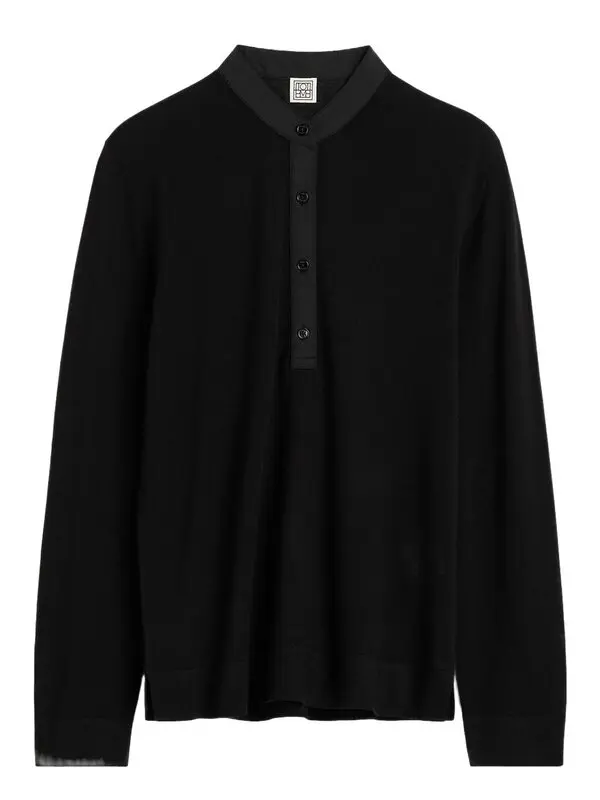 TOTEME Long-sleeved Knitwear With Half-button Closure - Black