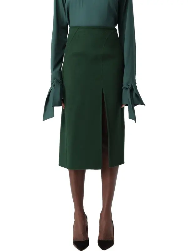 Ermanno Scervino High Waist Midi Skirt With Front Slit - Black
