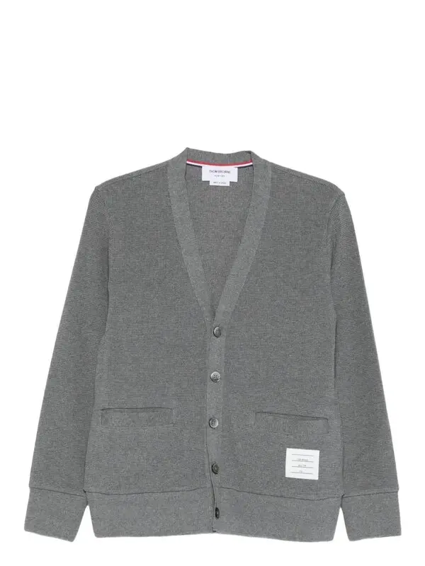Thom Browne V-neck 4-bar Intarsia Cardigan - Grey