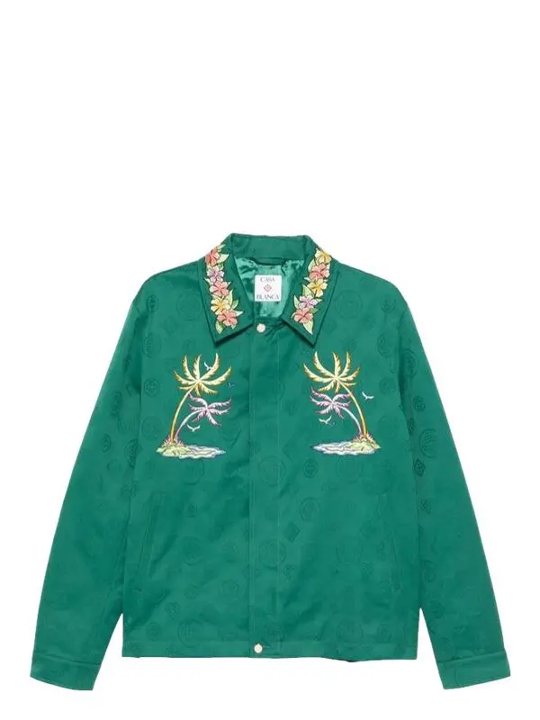 Casablanca Lapel Collar Long-sleeved Casual Jacket With Pattern Detail - Green