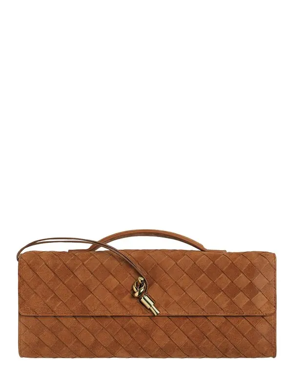 Bottega Veneta Andiamo Suede Clutch - Amber