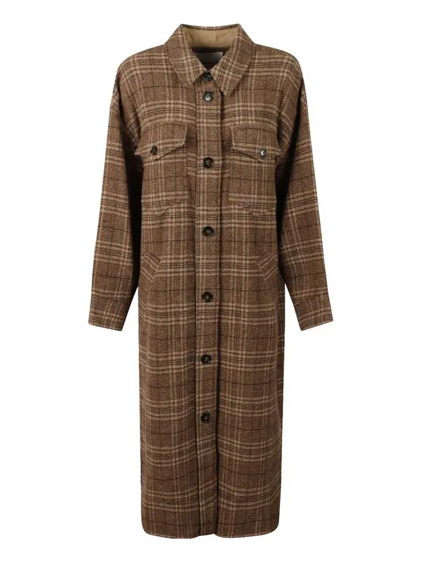 Isabel Marant Étoile Gislene Checked Long Coat - Brown