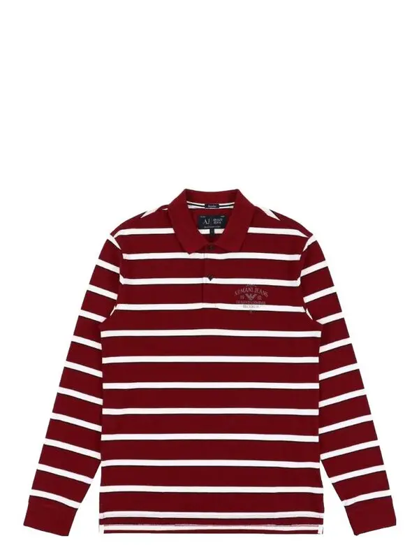 Emporio Armani Logo Striped Polo Shirt - Red