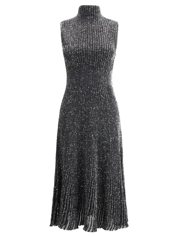 Alaïa High-neck Ribbed Midi Dress - Black