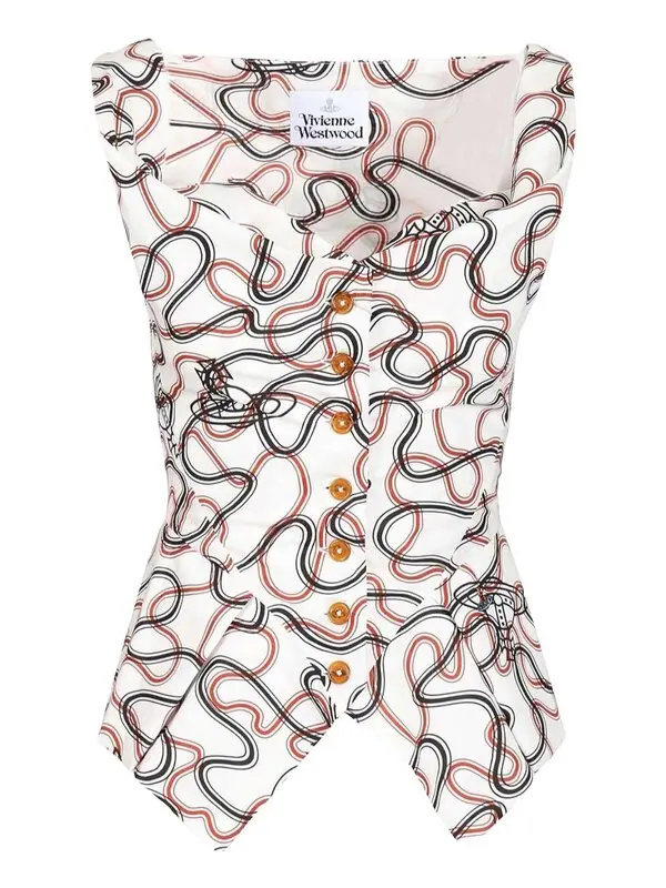 VIVIENNE WESTWOOD Sleeveless Vest Top With Asymmetrical Hem - White