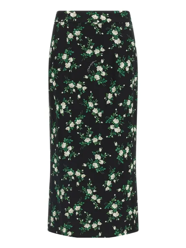Dolce & Gabbana Floral Printed Midi Skirt - Black