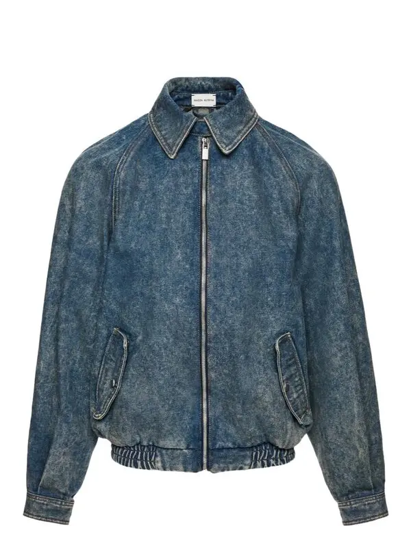 Magda Butrym Zip-up Denim Jacket In Vintage Wash - Blue