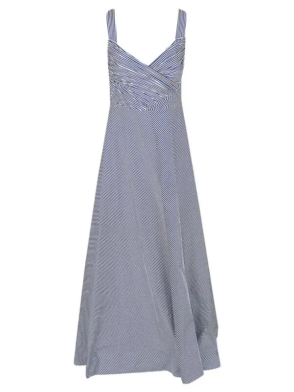 Ralph Lauren Sleeveless Pinstriped Maxi Dress - Blue/white