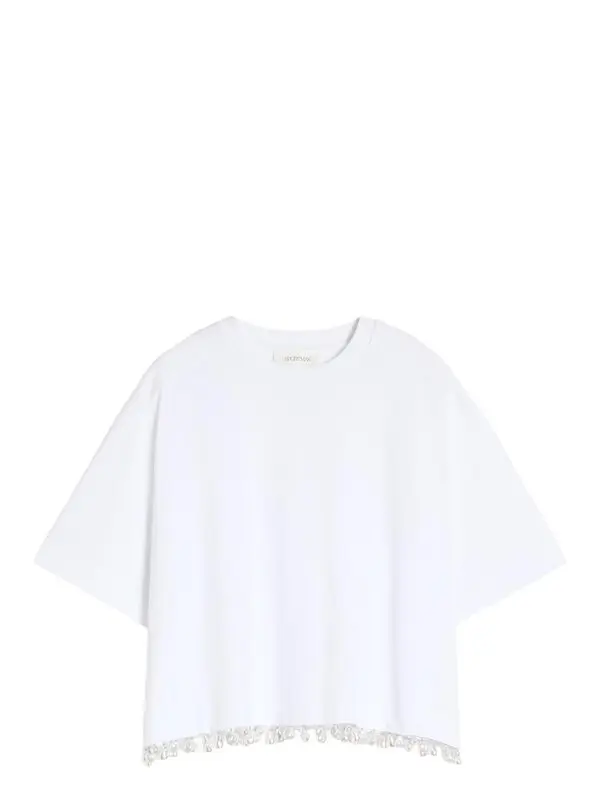 Sportmax Embellished Cotton T-shirt - White
