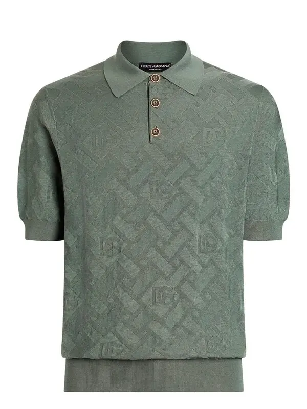 Dolce & Gabbana Dolce Gabbana Micro-dot Stitch Short-sleeved Polo Shirt - Gray