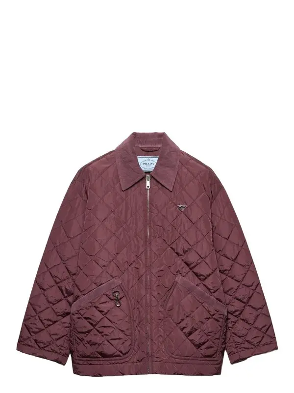Prada Re-nylon Quilted Jacket With Velvet Collar - Garnet