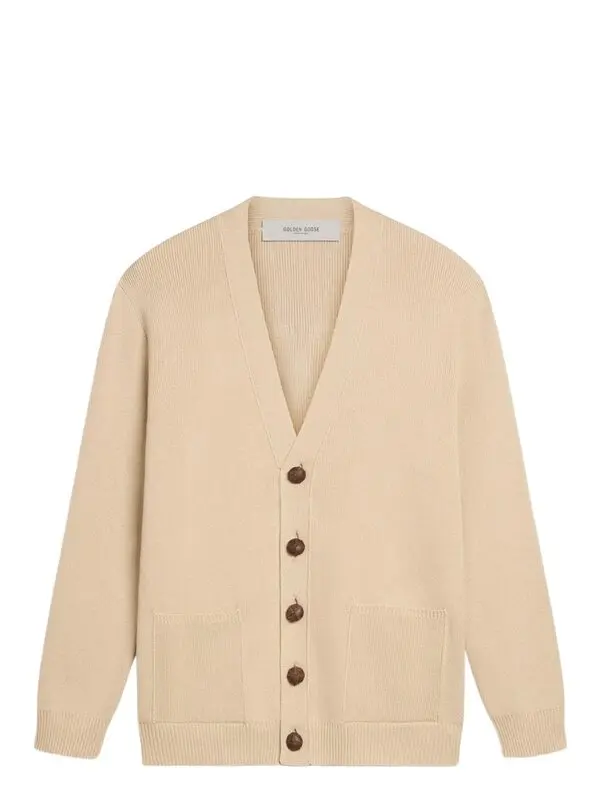 GOLDEN GOOSE V-neck Cardigan With Back Lettering - Nude
