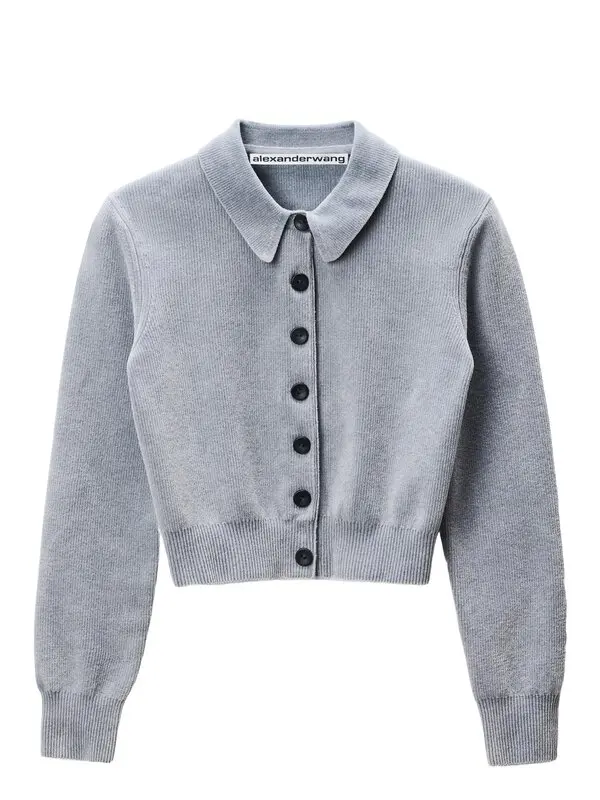 Alexander Wang Cropped Ribbed Cardigan - Grey