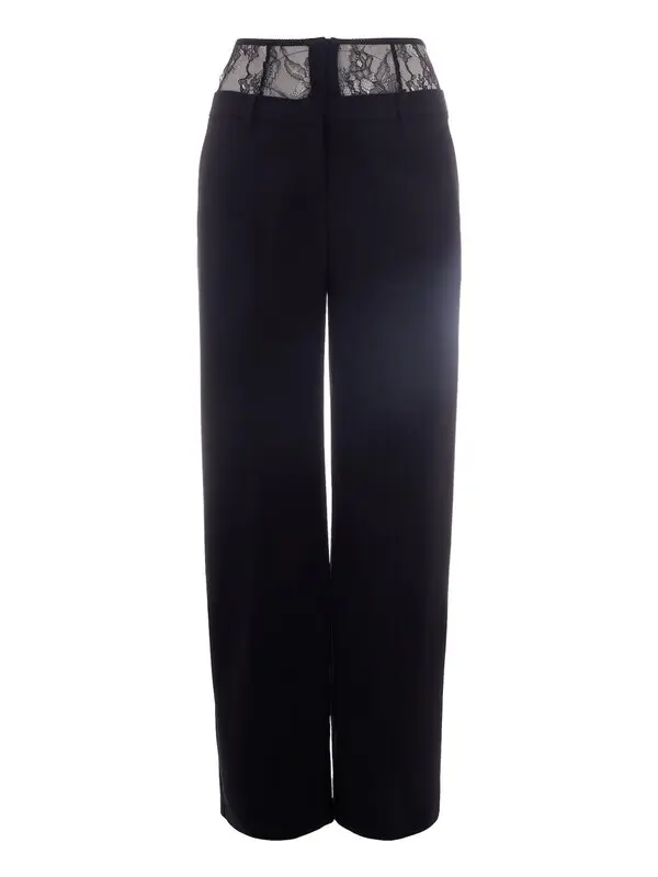 Patrizia Pepe Lace Waist Palazzo Pants - Black