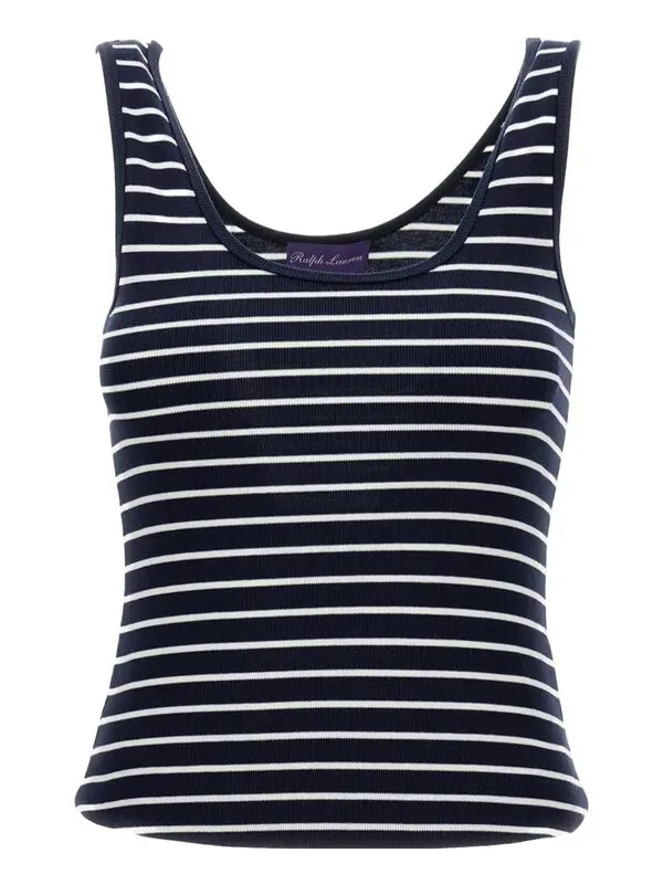 Ralph Lauren Striped Ribbed Tank Top - Black