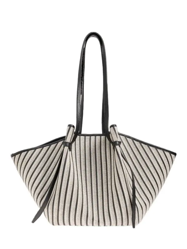 Yuzefi Mochi Striped Woven Shoulder Bag - Cream