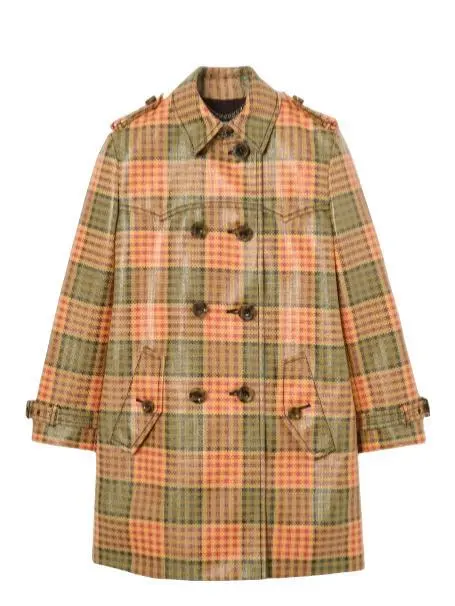 Burberry Checked Double-breasted Coat - Chrome Yellow/pomegranate Powder
