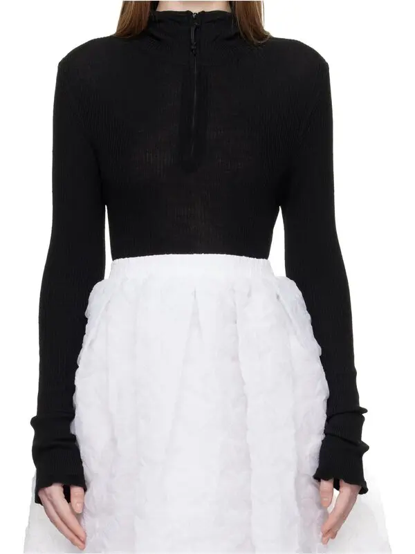 Cecilie Bahnsen Ribbed Knit Half-zip Sweater - Black