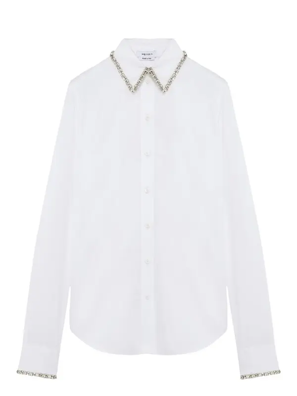 Alexander McQueen Embellished Collared Long-sleeve Shirt - Optical White