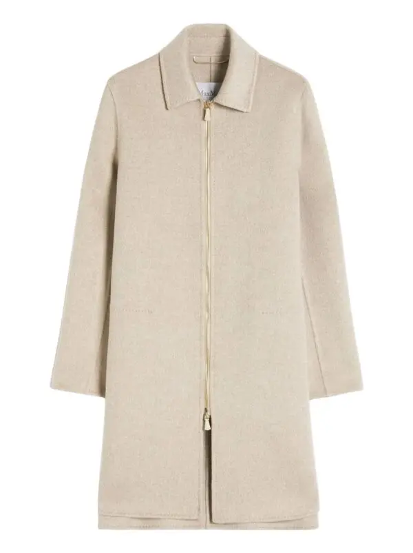 Max Mara Longline Zip-front Coat - Sand