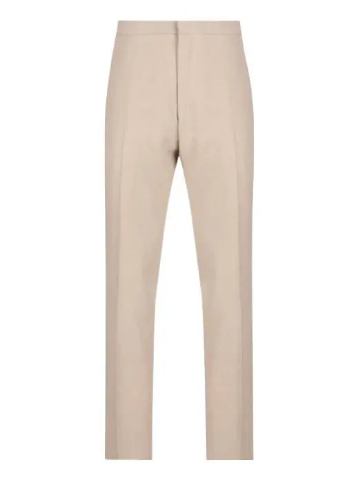 Zegna Elastic Waist Linen Trousers - Beige