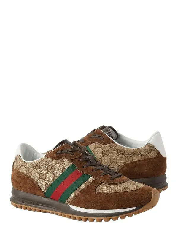 Gucci Re-motion Sneakers With Interlocking G - Beige/dark Brown