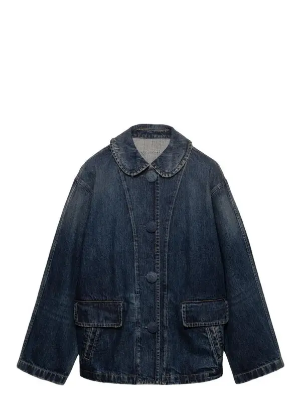 Prada Washed Denim Blouson Jacket - Blue
