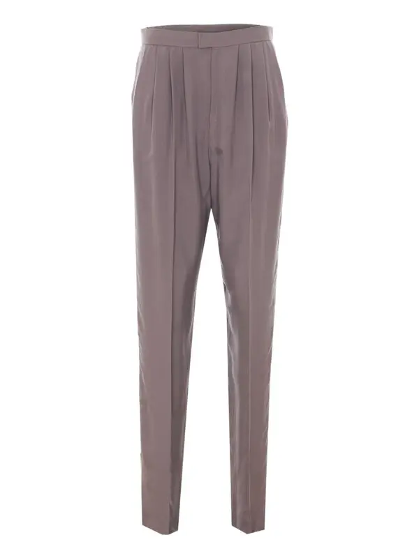 Saint Laurent Pleated Straight Leg Trousers - Gray