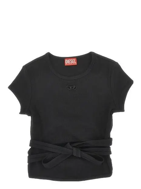 DIESEL® Bunny Tail Cut-out Wrap T-shirt - Black