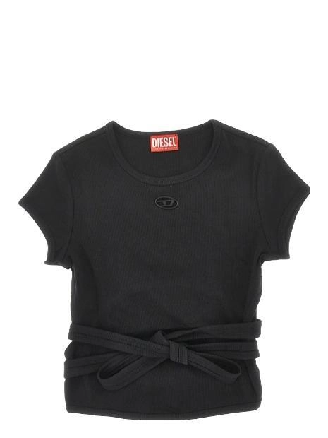 DIESEL® Bunny Tail S-1" T-shirt With Oval D Logo Detail - Black