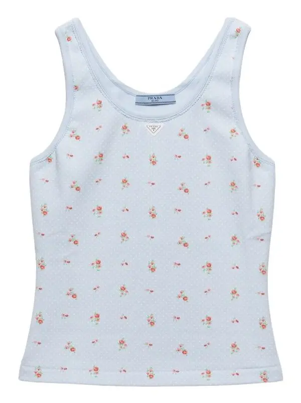 Prada Floral Print Tank Top - Blue
